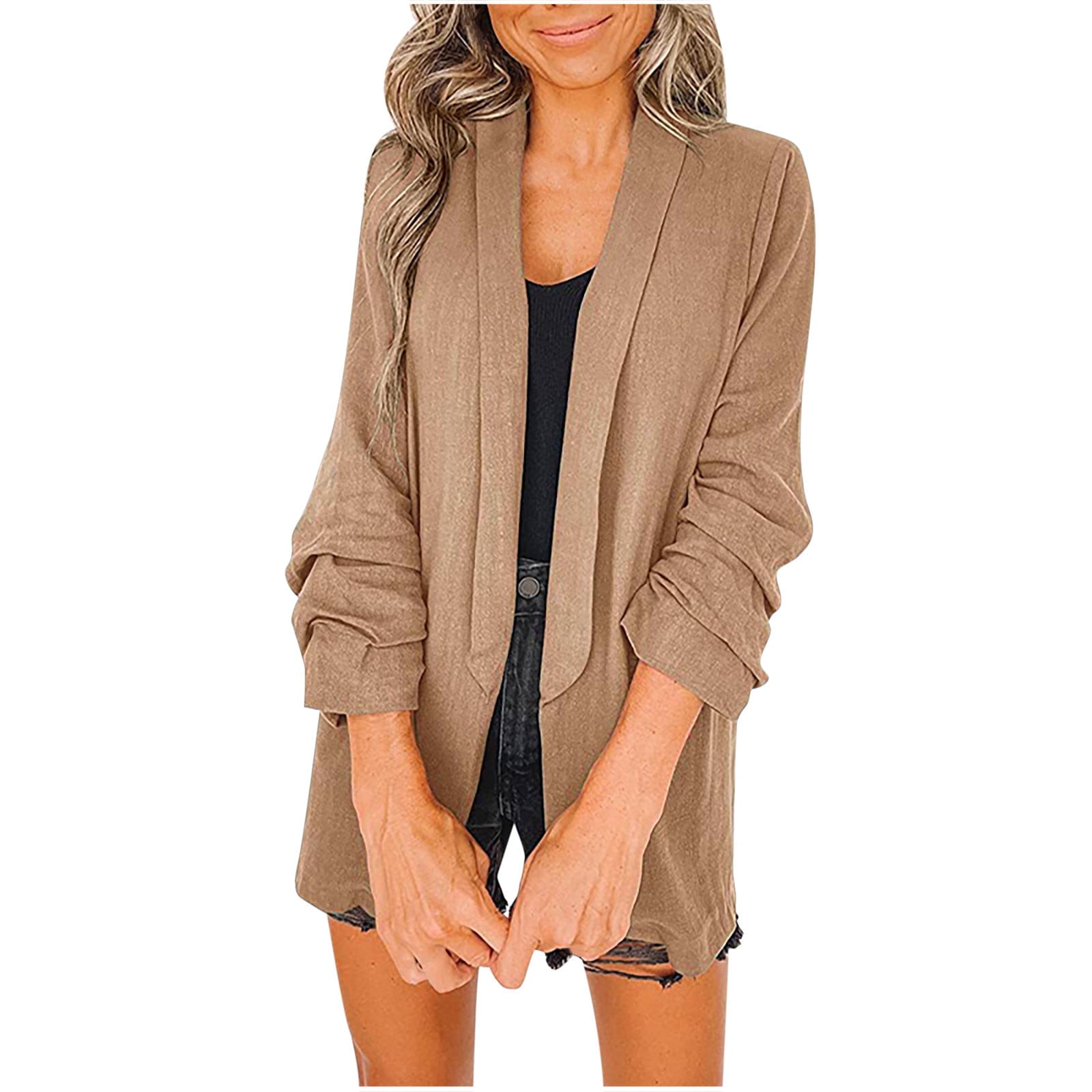 Cotton Linen Blazer for Women Long Sleeve Lightweight Blazers Loose ...