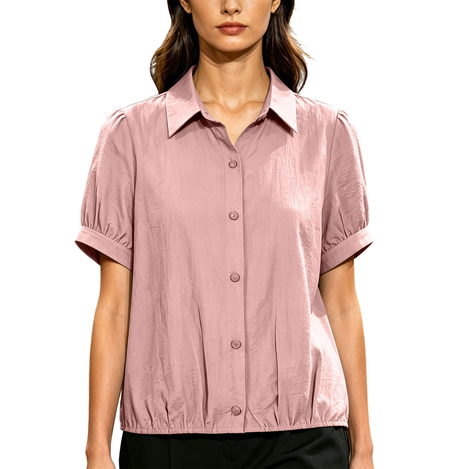 Cotton Linen Button Down Shirts for Women Vacation Short Sleeve Gauze ...