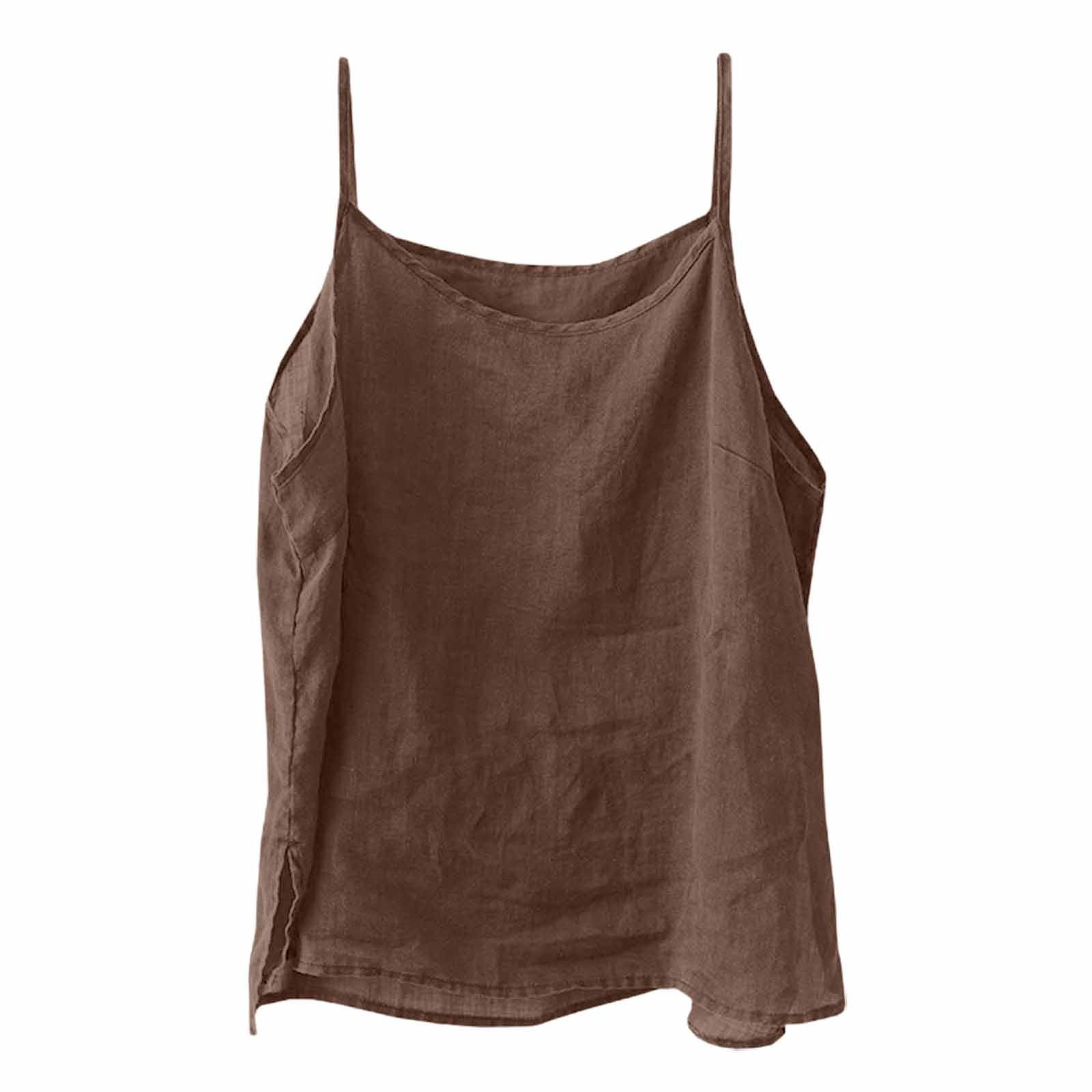 Cotton Linen Camisole Tops, Spaghetti Strap Loose Fit, Summer ...