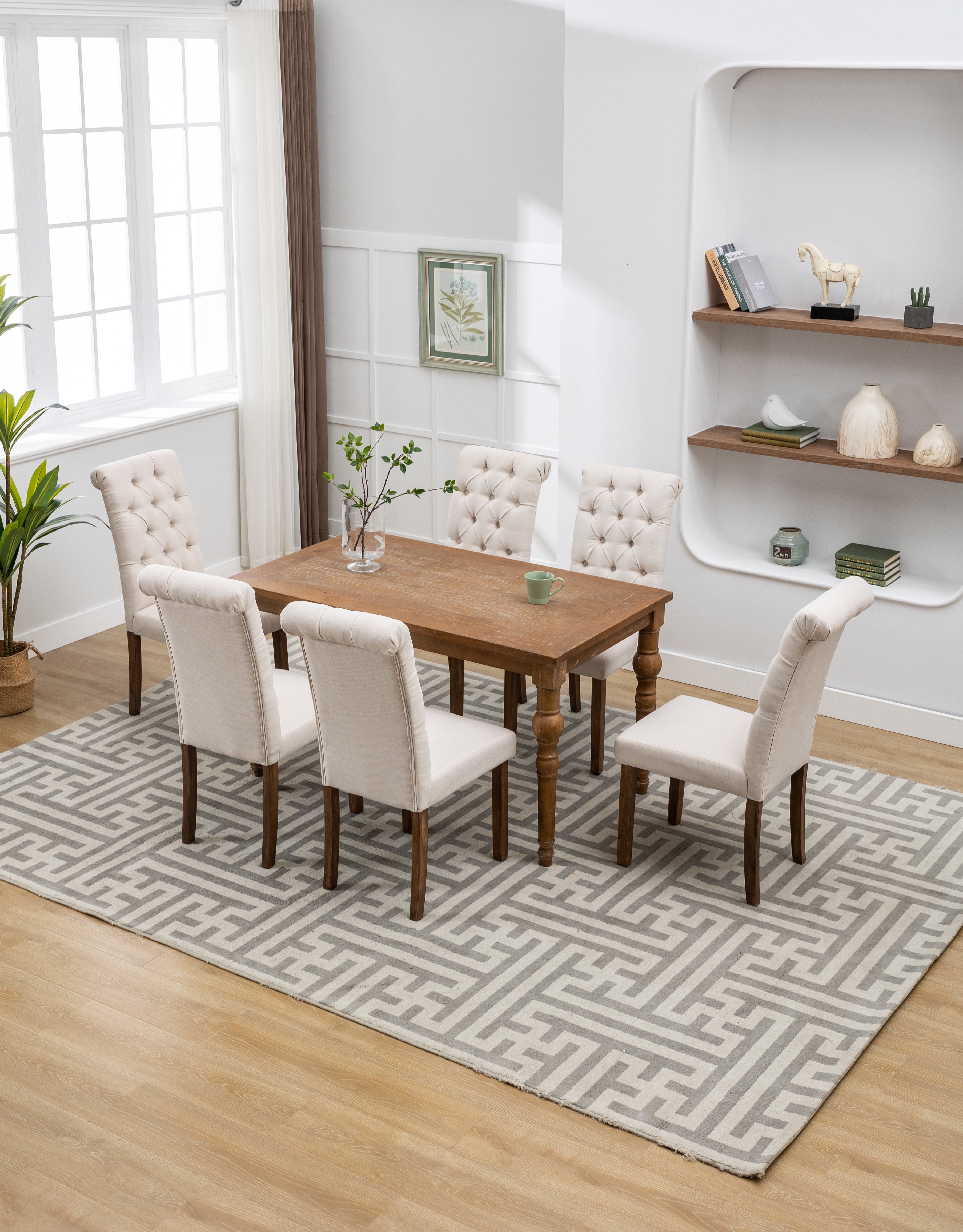 Cotton Linen Dining Chairs Set of 2, Parsons Diner Chairs Upholstered ...