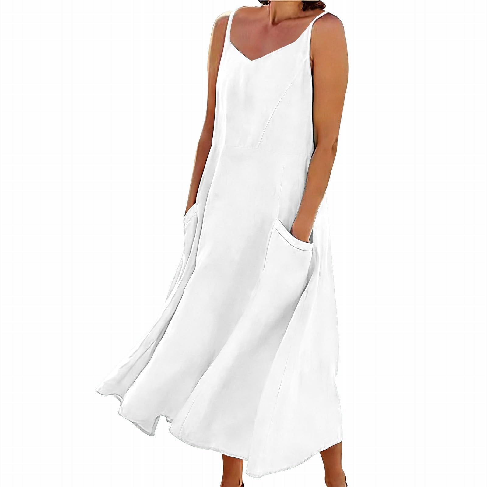 Cotton Linen Dresses for Women 2026 Backless Cami House Lounge Dress ...