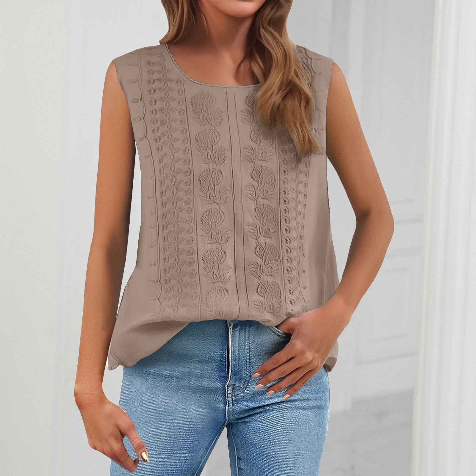 Cotton Linen Embroidered Top Linen Blend Tops Womens Lace Top Gauze ...