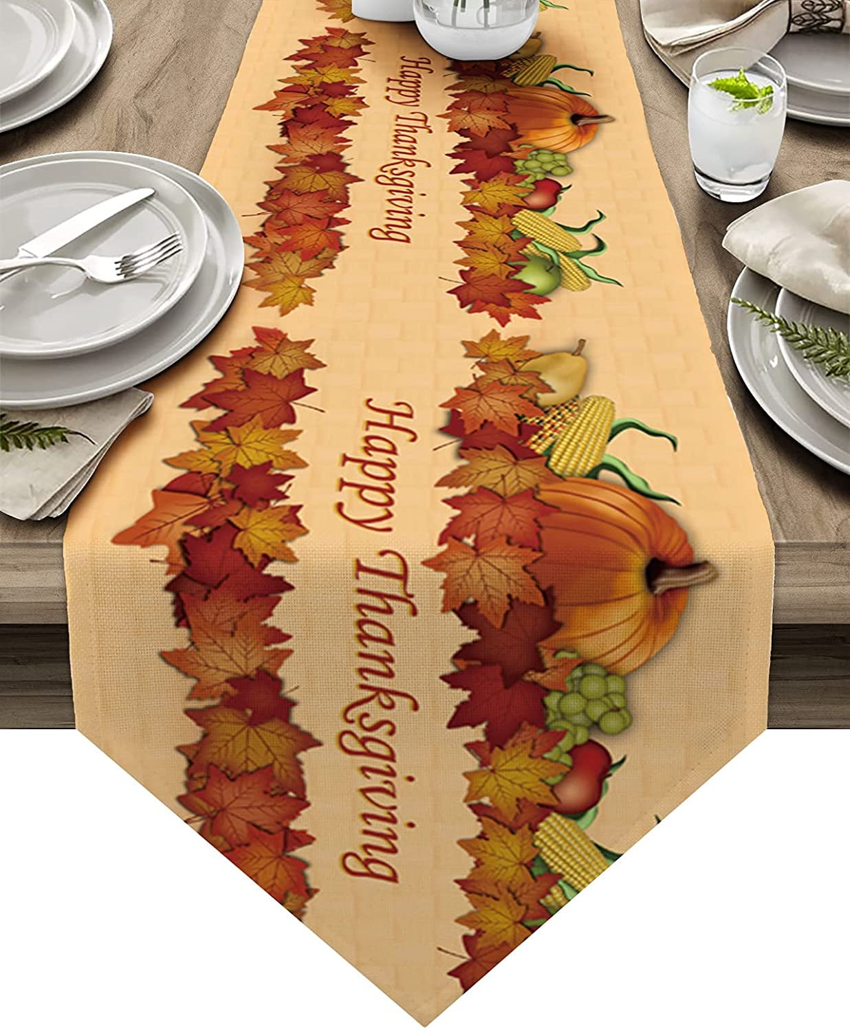Cotton Linen F Table Runners Dresser Scarves Happy Thanksgivings Non ...