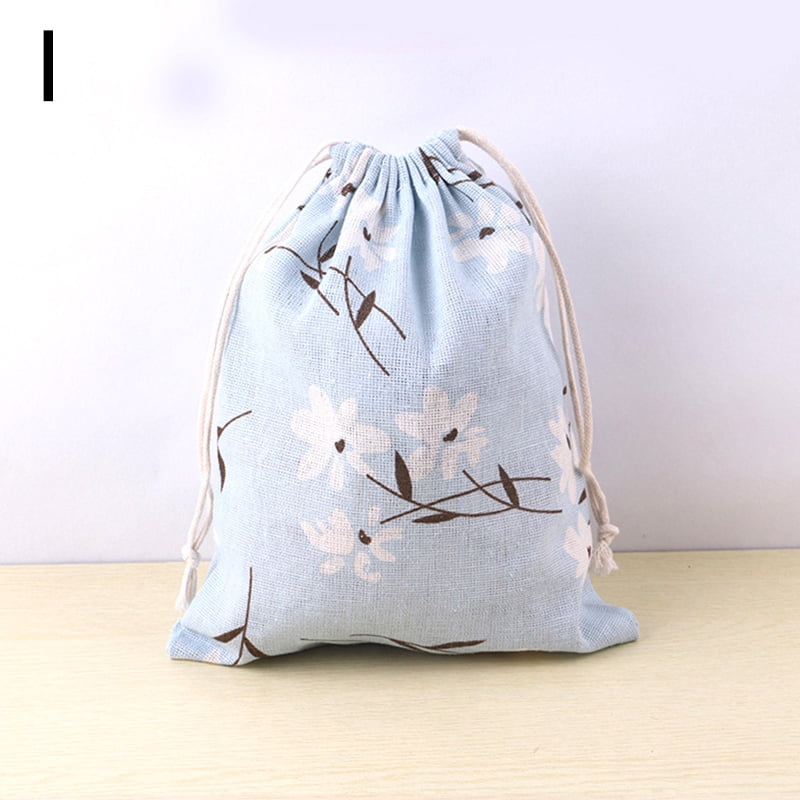 1PC Printed Cotton Drawstring Pocket Storage Bag Sundry Underwear ...