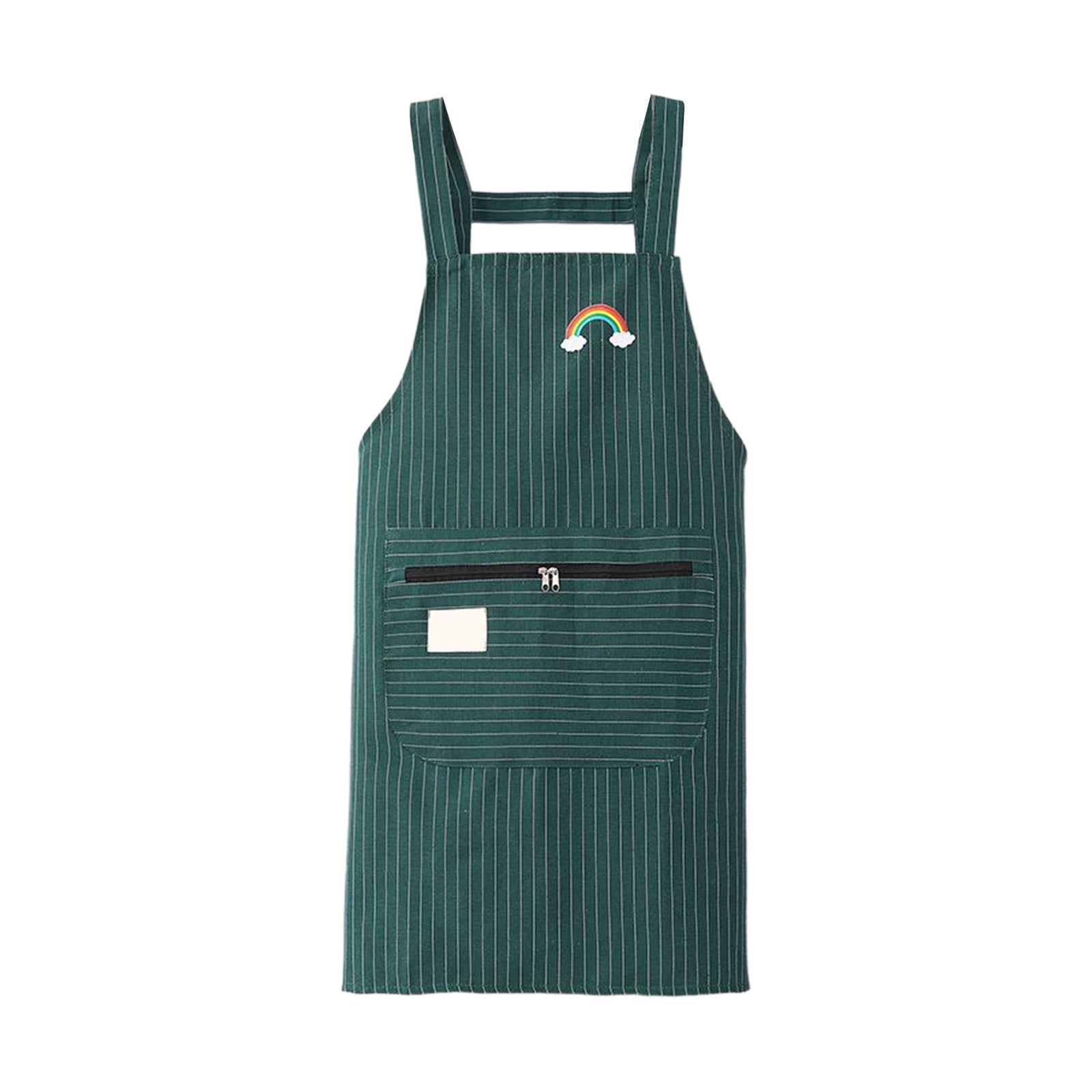 Cotton Linen Kitchen Apron - Adjustable Straps with Zipper Pocket ...
