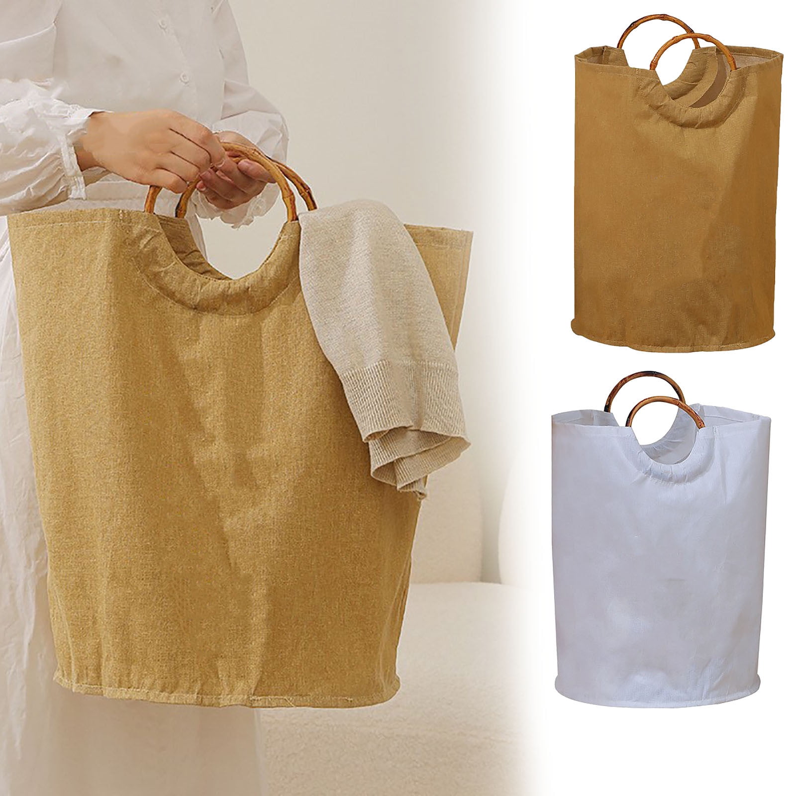 Cotton and Linen Laundry Basket - Thickened Foldable Washing Machine ...