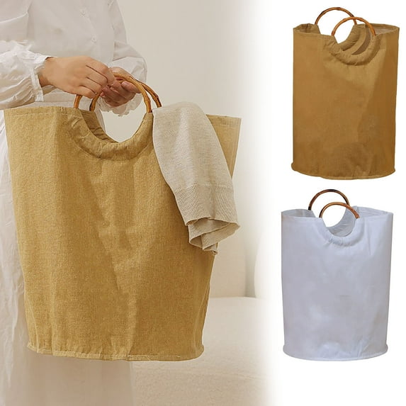 Cotton and Linen Laundry Basket - Thickened Foldable Washing Machine ...