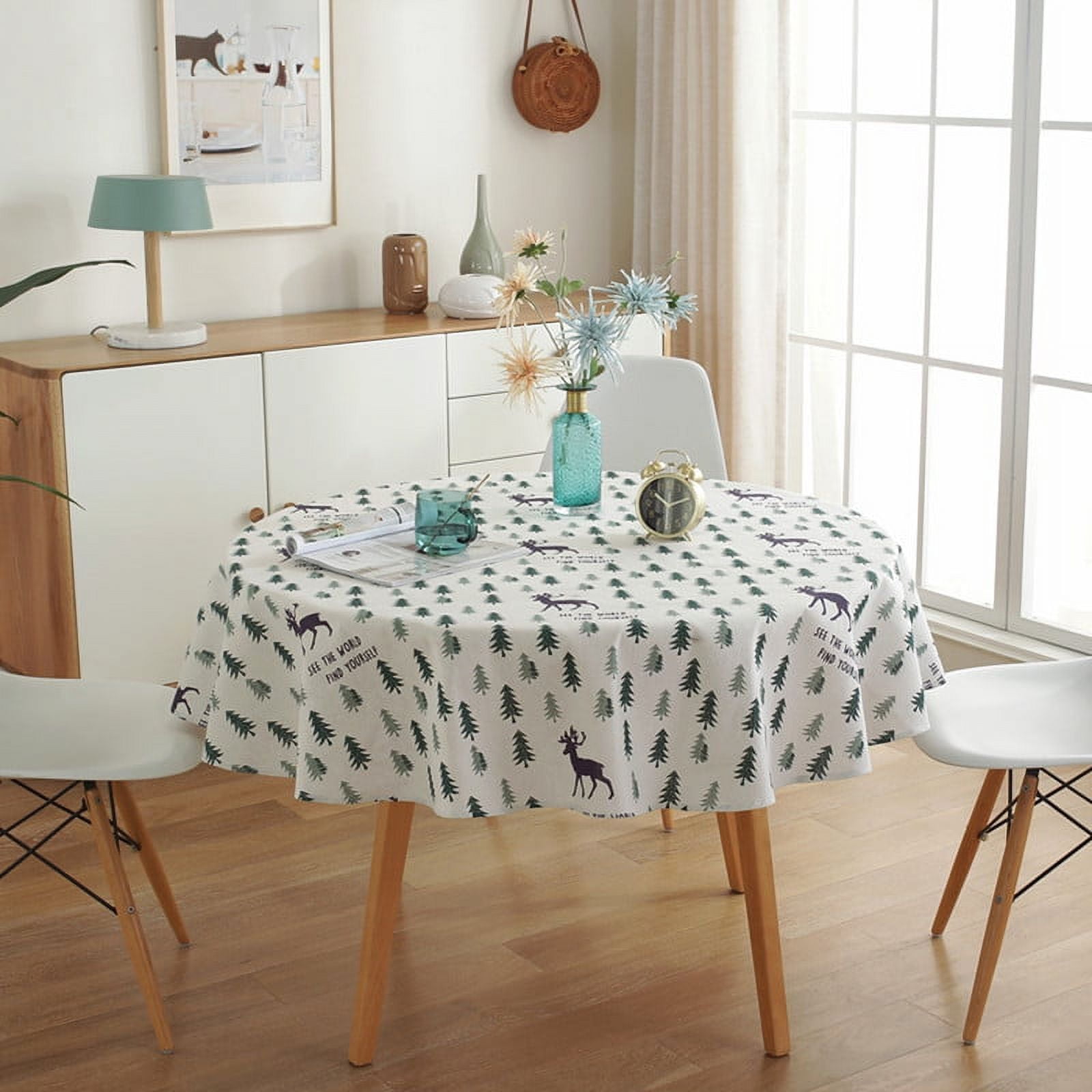 Cotton Linen Lemon Round Tablecloth Ruffled Anti-stain Coffee Tables ...