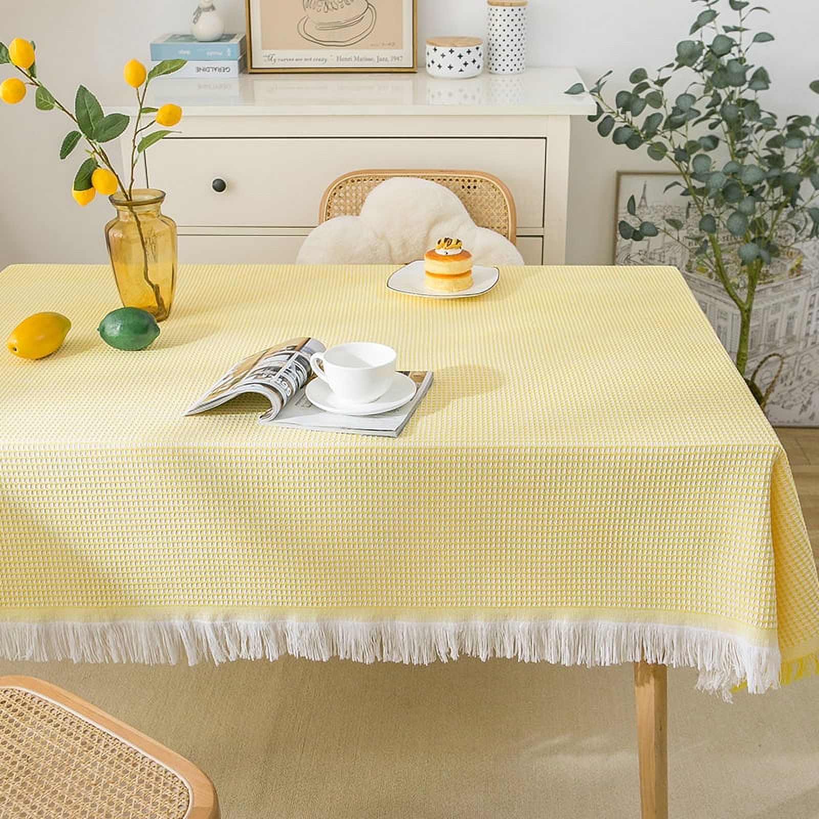 Cotton-Linen Multi-Function Tablecloth – Elegant White Round Table ...