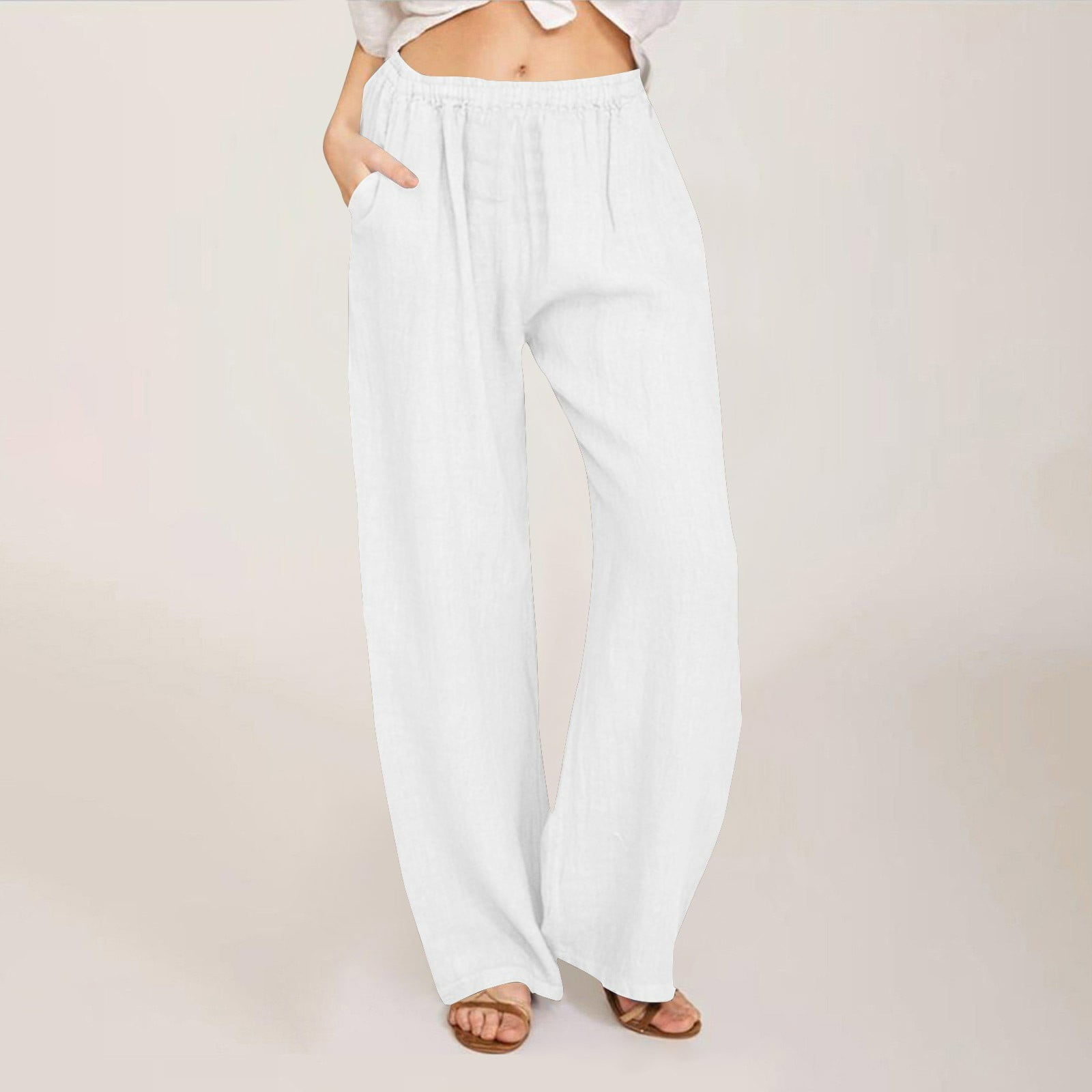 Cotton Linen Pants for Women - Women's Solid Color Cotton and Linen ...