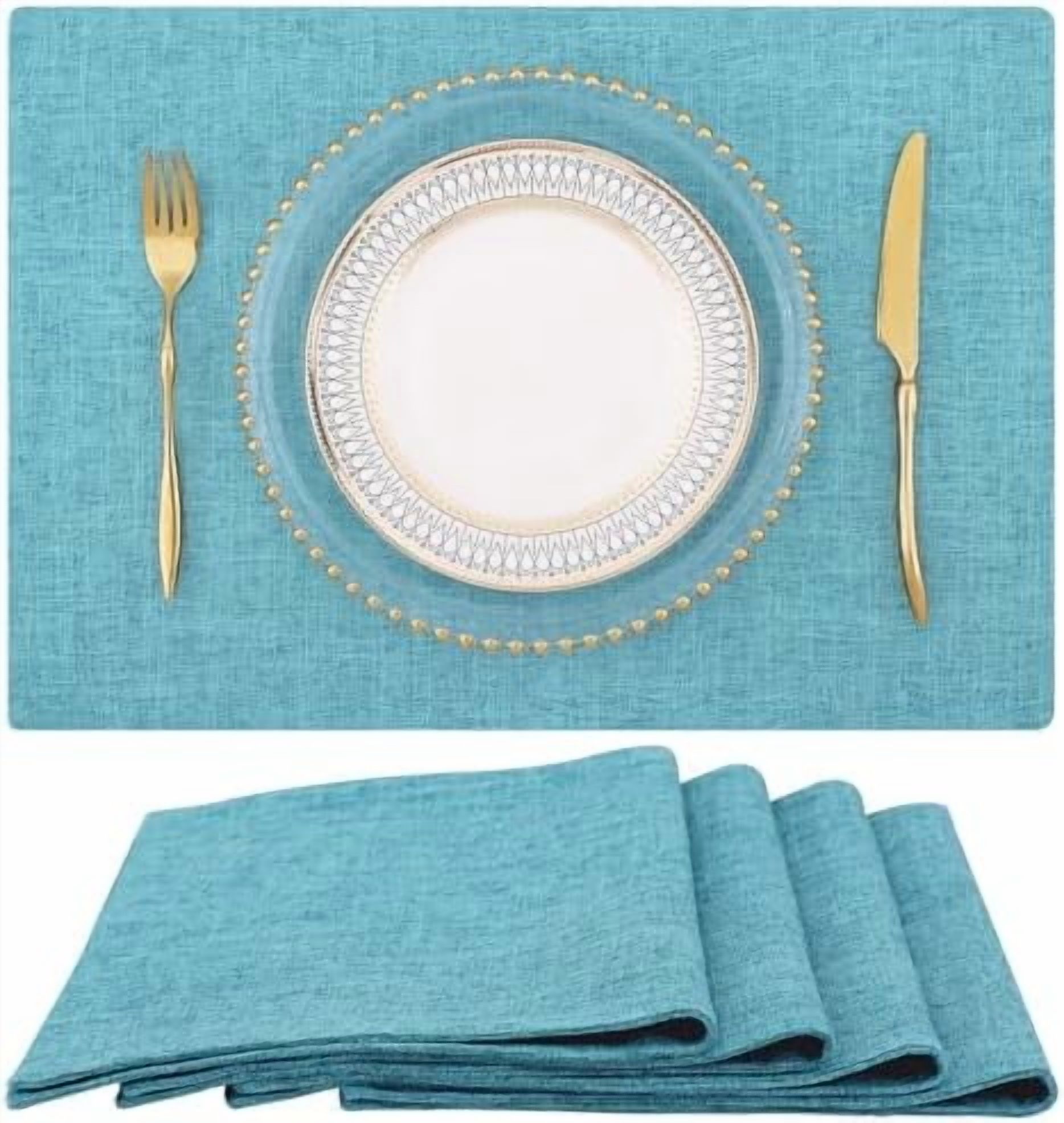 Cotton Linen Placemats Set of 4, Cloth Washable Farmhouse Dining Table ...