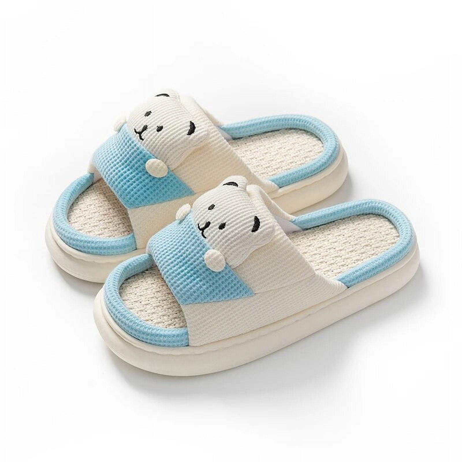 Cotton Linen Platform Slippers Women Home 2024 Spring Warm Cute Slides ...