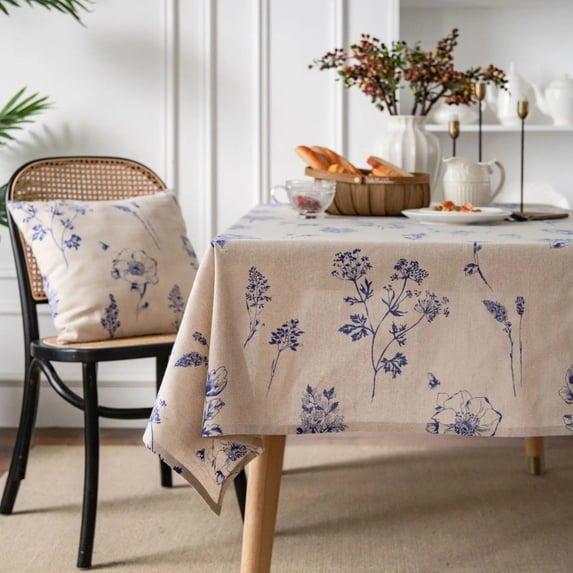 Cotton Linen Printed Pine Rectangular Fitted Tablecloth for mantel mesa ...
