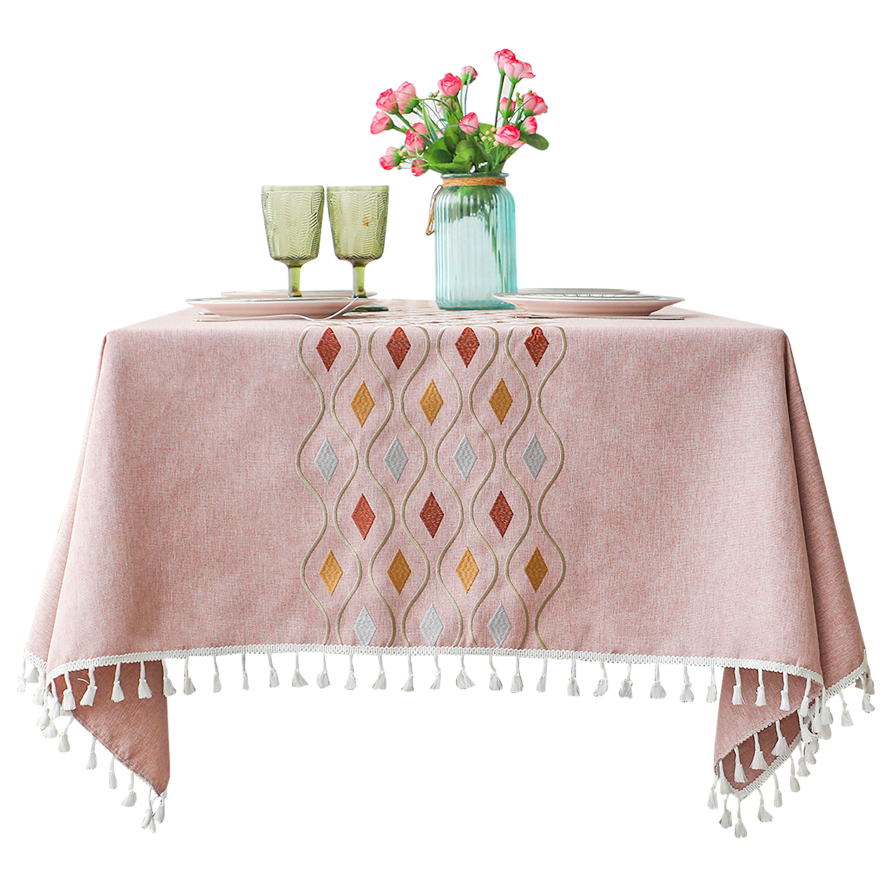 Cotton Linen Rectangle Tablecloths,Washable Easy To Clean Stain ...