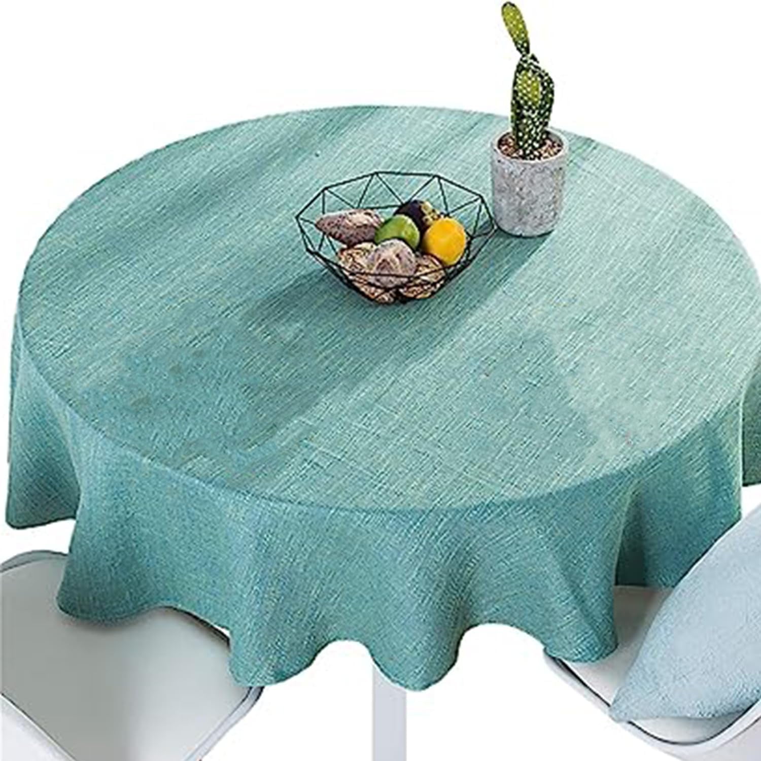 Cotton Linen Rround Tablecloth ，Solid Color Simple Style Table Cloth ...