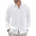 Cotton Linen Shirt for Men Henley Neck Solid Color Lightweight ...