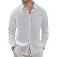 Cotton Linen Shirt for Men Henley Neck Solid Color Lightweight ...