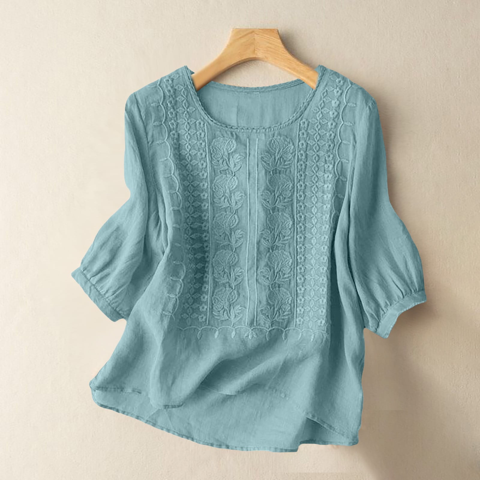 Cotton Linen Shirts for Women Loose Fit Blouses Fashion Clothes Peasant ...