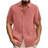 Cotton Linen Shirts for Women Short Sleeve Button Down T-Shirt Stand ...