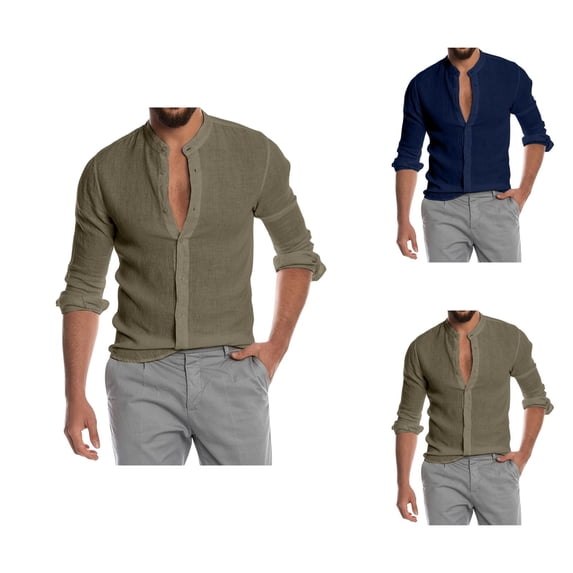Cotton Linen Shirts for Men 2026 Spring Summer Casual Lightweight ...