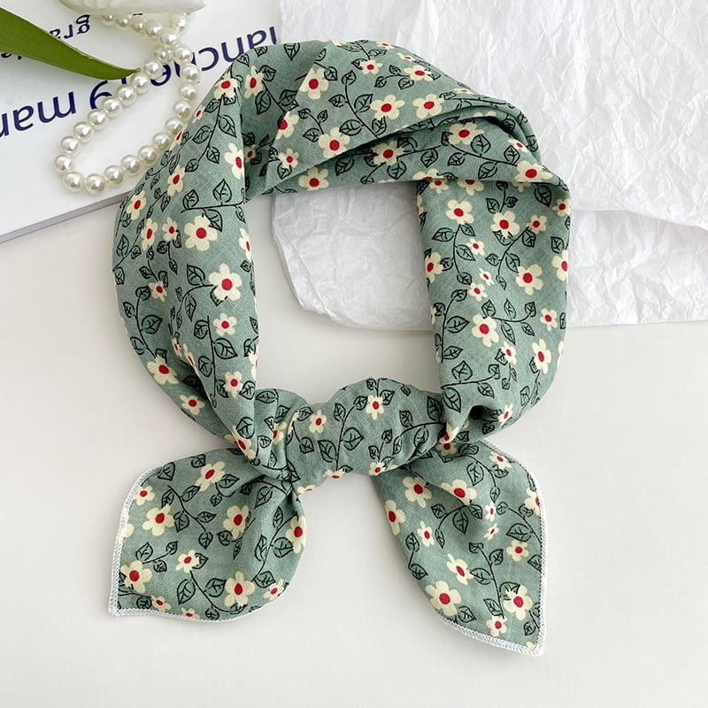 Cotton-Linen Small Scarf for Women – Spring/Summer Floral Design ...