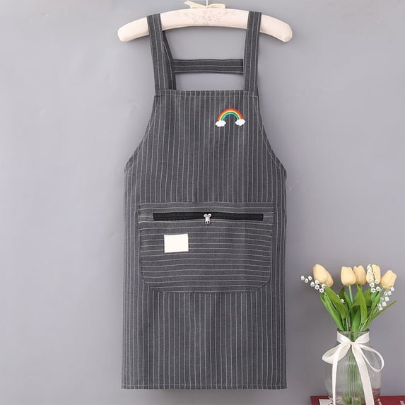 Cotton Linen Striped Apron with Adjustable Suspenders, Breathable Stain ...