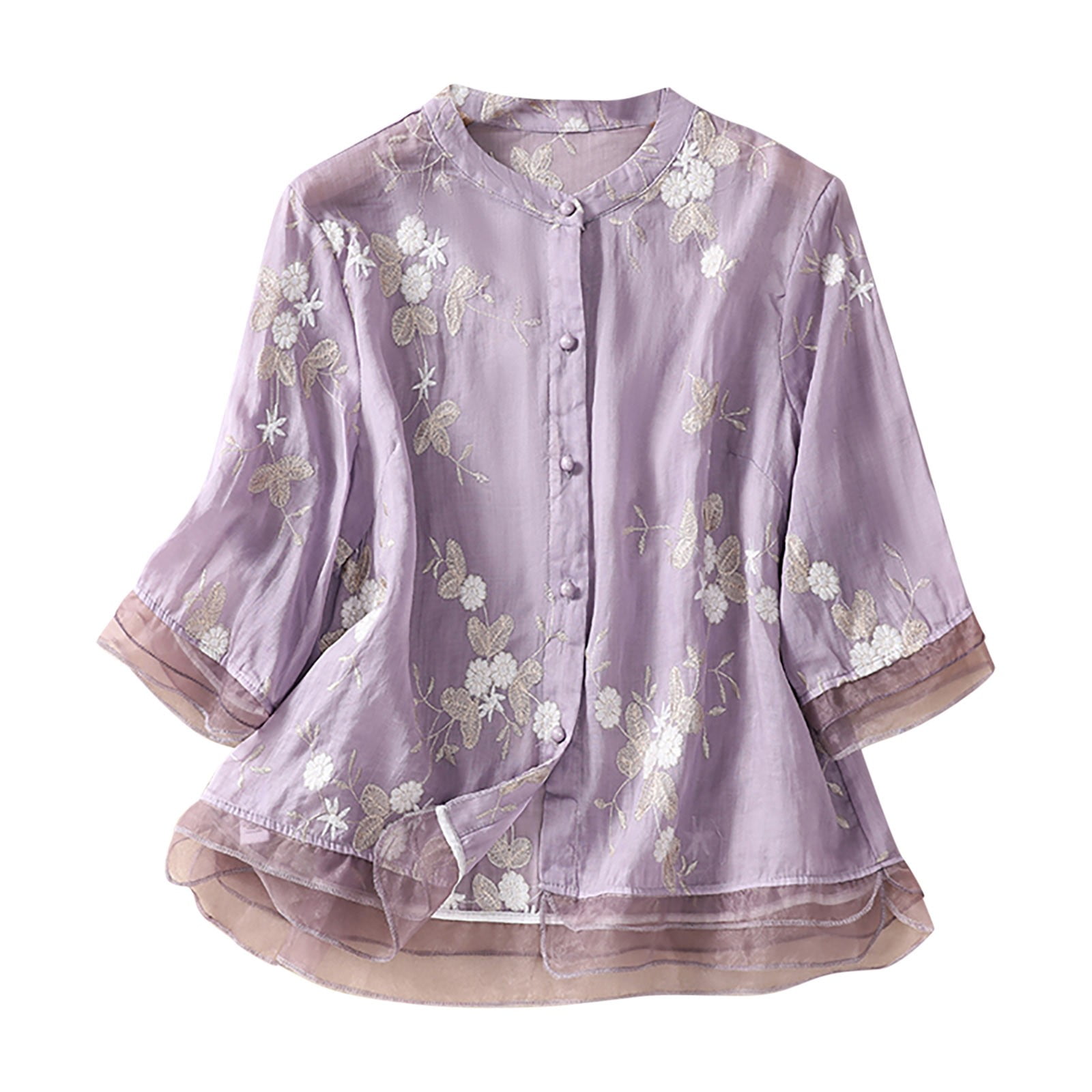 Cotton Linen Summer Chinese Blouse Top for Women Traditional Mandarin ...