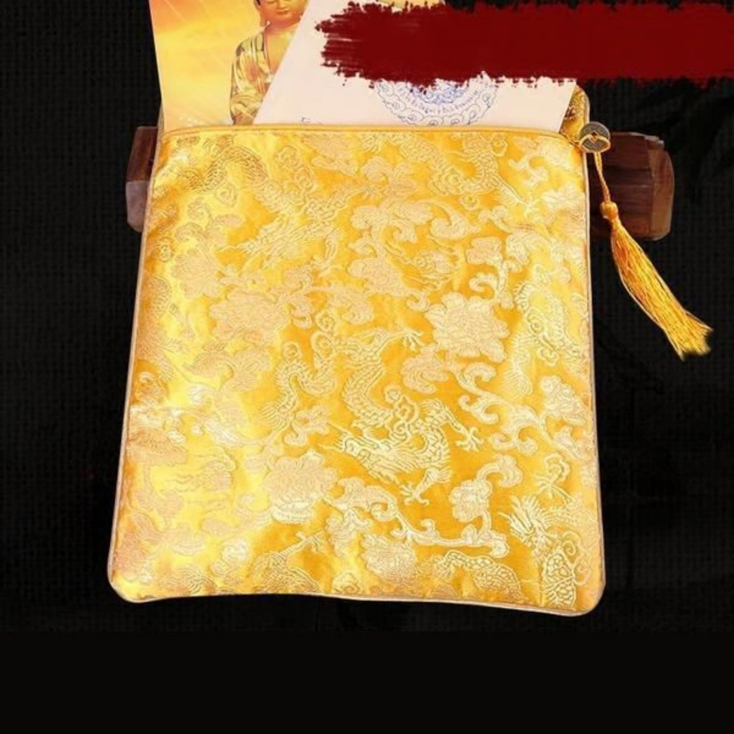 Cotton Linen Sutra Bag Double Layer Storage Pouch for Scriptures Ritual ...