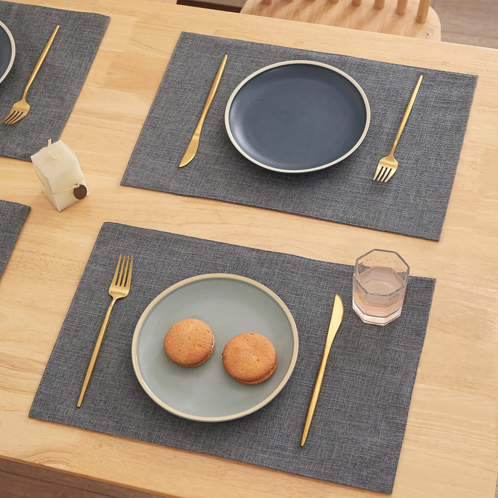 Cotton Linen Table Mats Set of 2 Placemats Washable Non-Slip Heatproof ...
