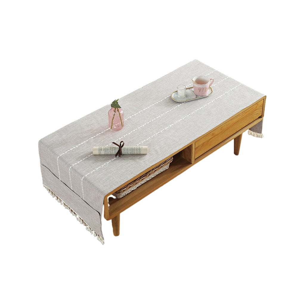 Cotton Linen Tablecloth Rectangular TV Cabinet Coffee Desktop Fringe ...