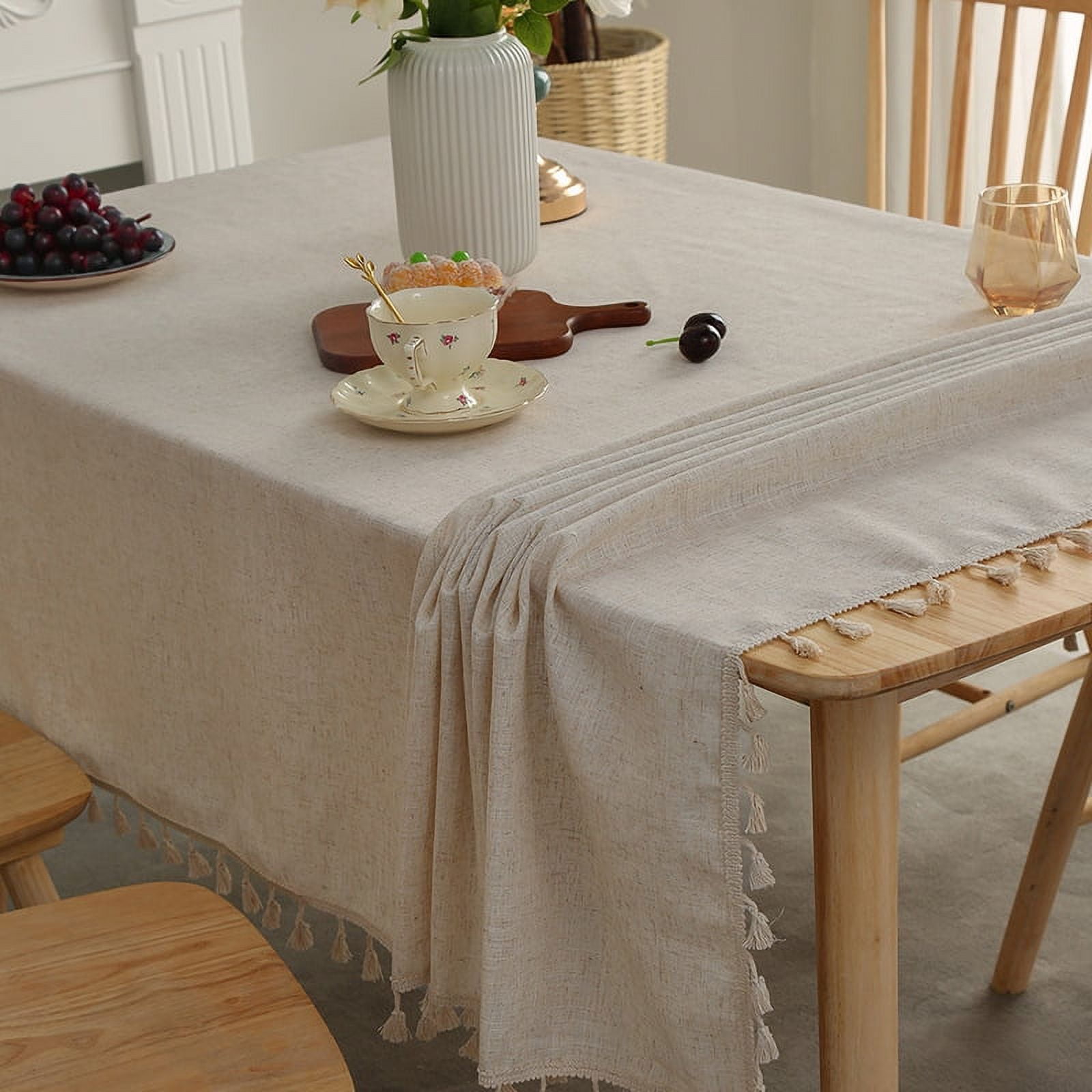 Cotton Linen Tablecloths Dust-Proof Table Cover for Party Dining ...