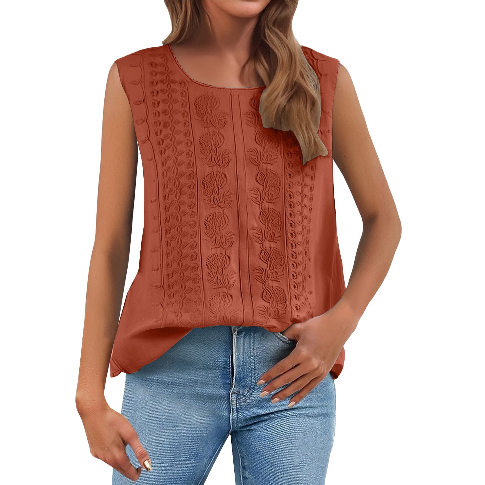 Cotton Linen Tank Tops Lace Embroidered Sleeveless Linen Shirts Boho ...