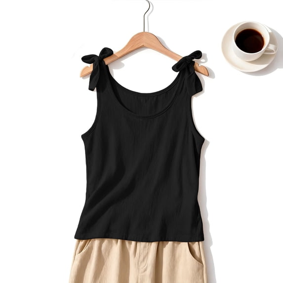 Cotton Linen Tank Tops Shoulder Straps for Women 2026 Summer Casual ...