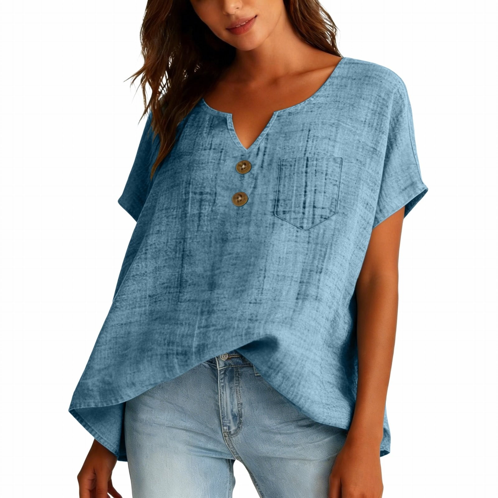 Cotton Linen Tops for Women Tunic Dressy Casual Trendy Blouses Peasant ...