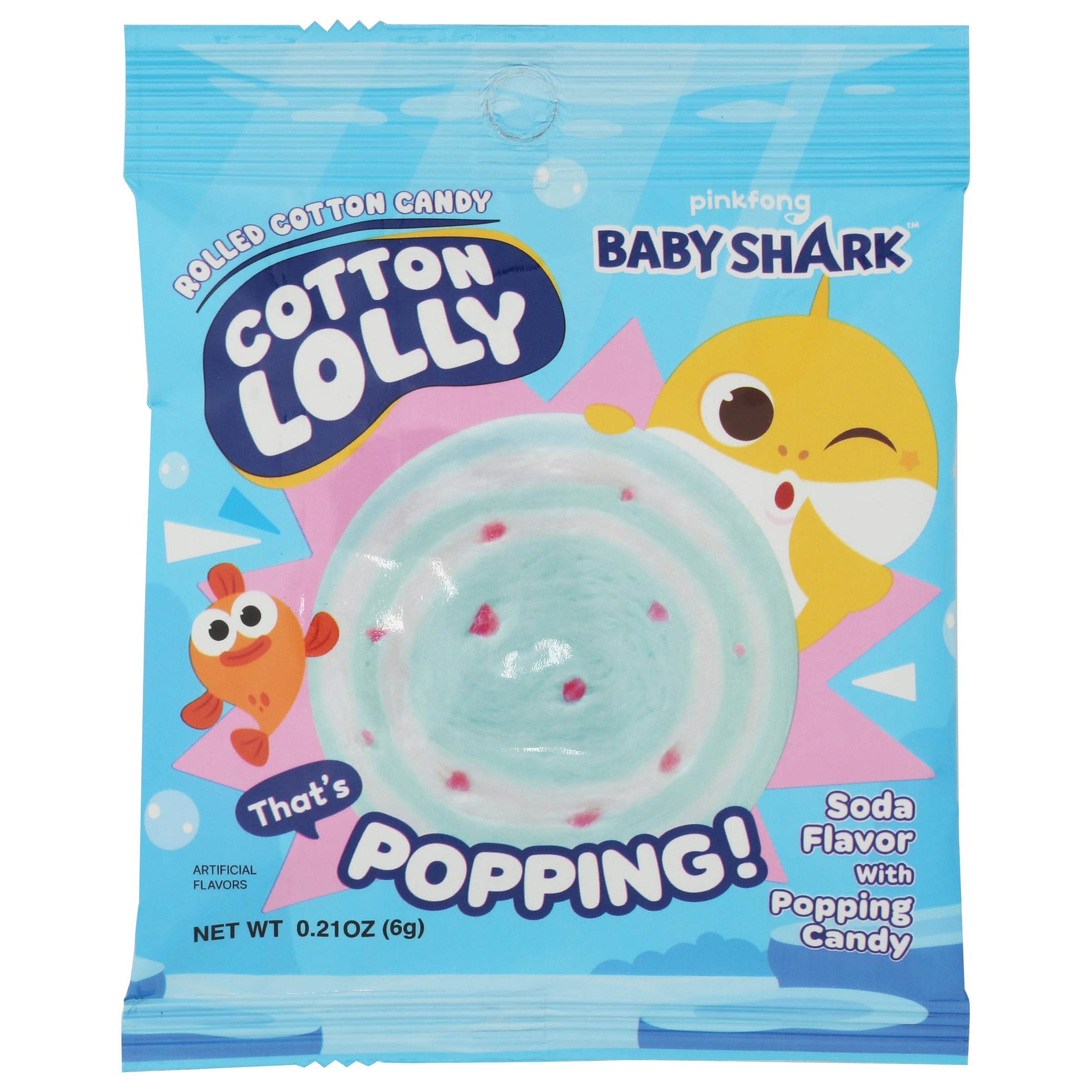Cotton Lolly Baby Shark Soda Flavor with Popping Candy 0.21 oz ...