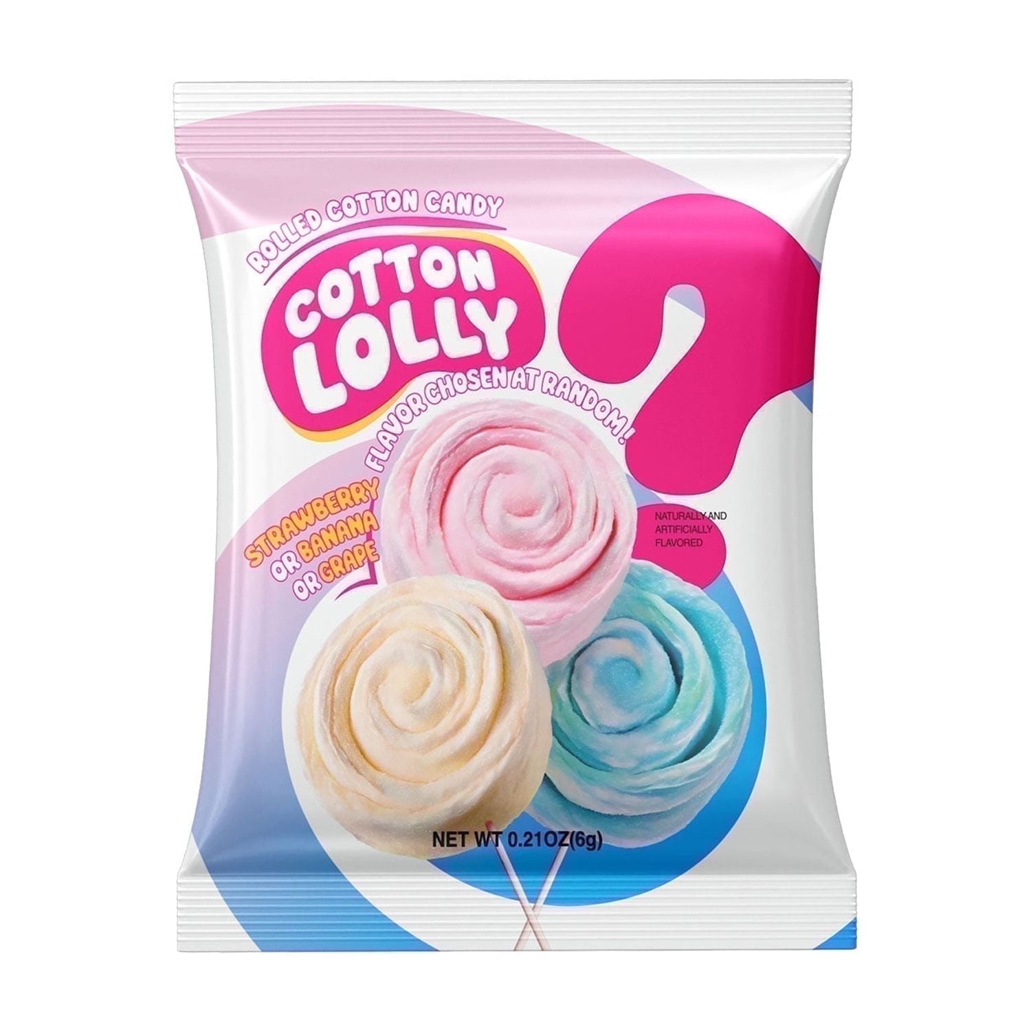 Cotton Lolly Mystery Flavors (Strawberry, Banana or Grape) 0.21oz, 10ct ...