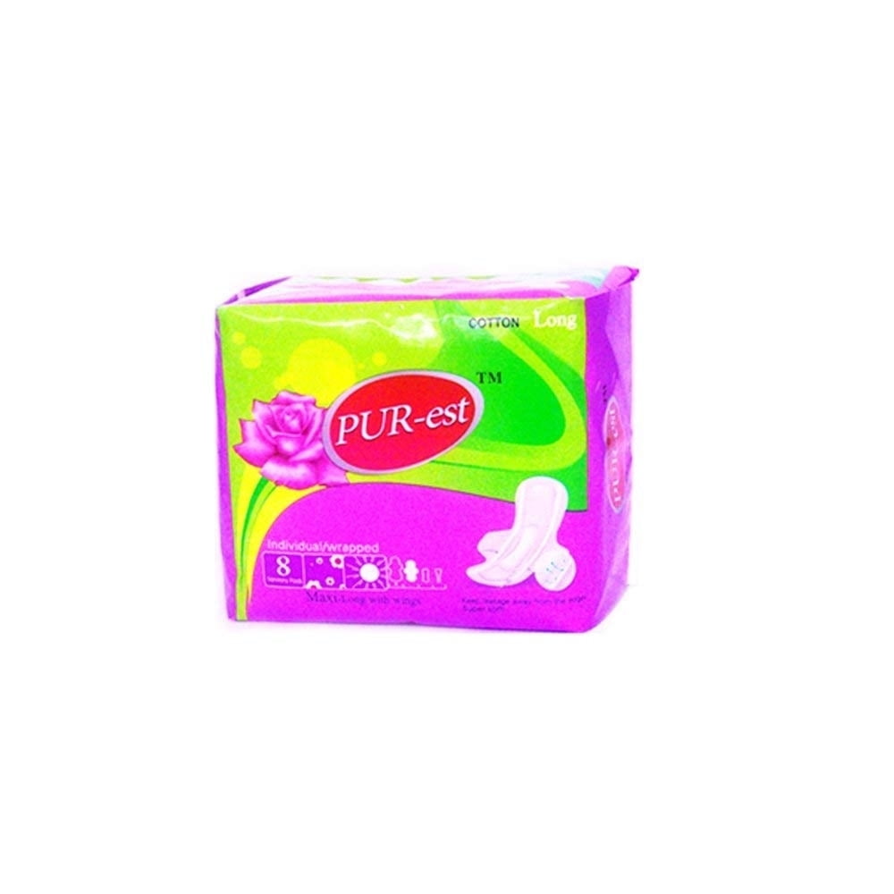 Purest Cotton Long Pads with Wings Pack of 3 (8 Pads Each) Ultra ...