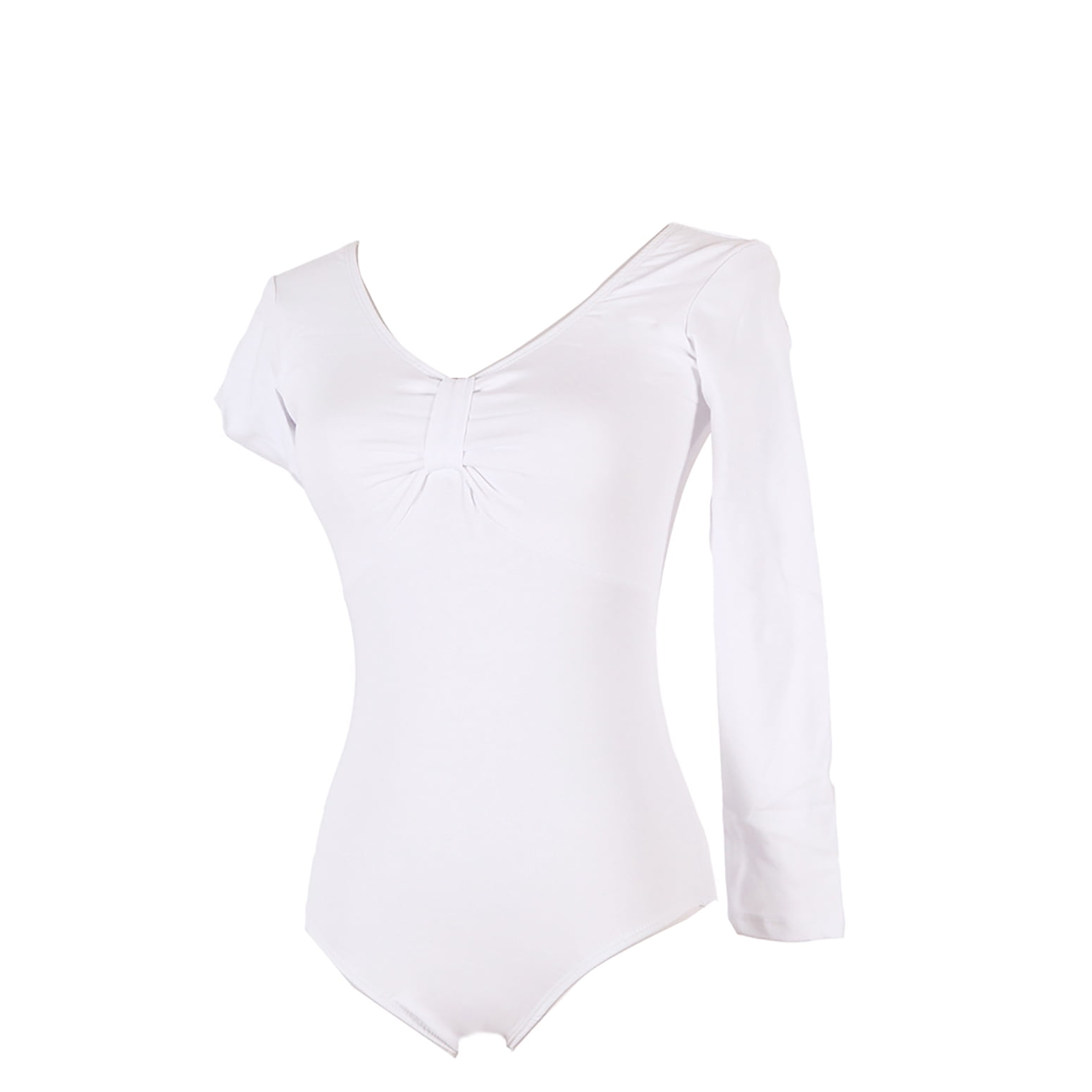 Cotton Long Sleeve Adult Leotard with Pinch Bow Front Low Back Bodysuit ...