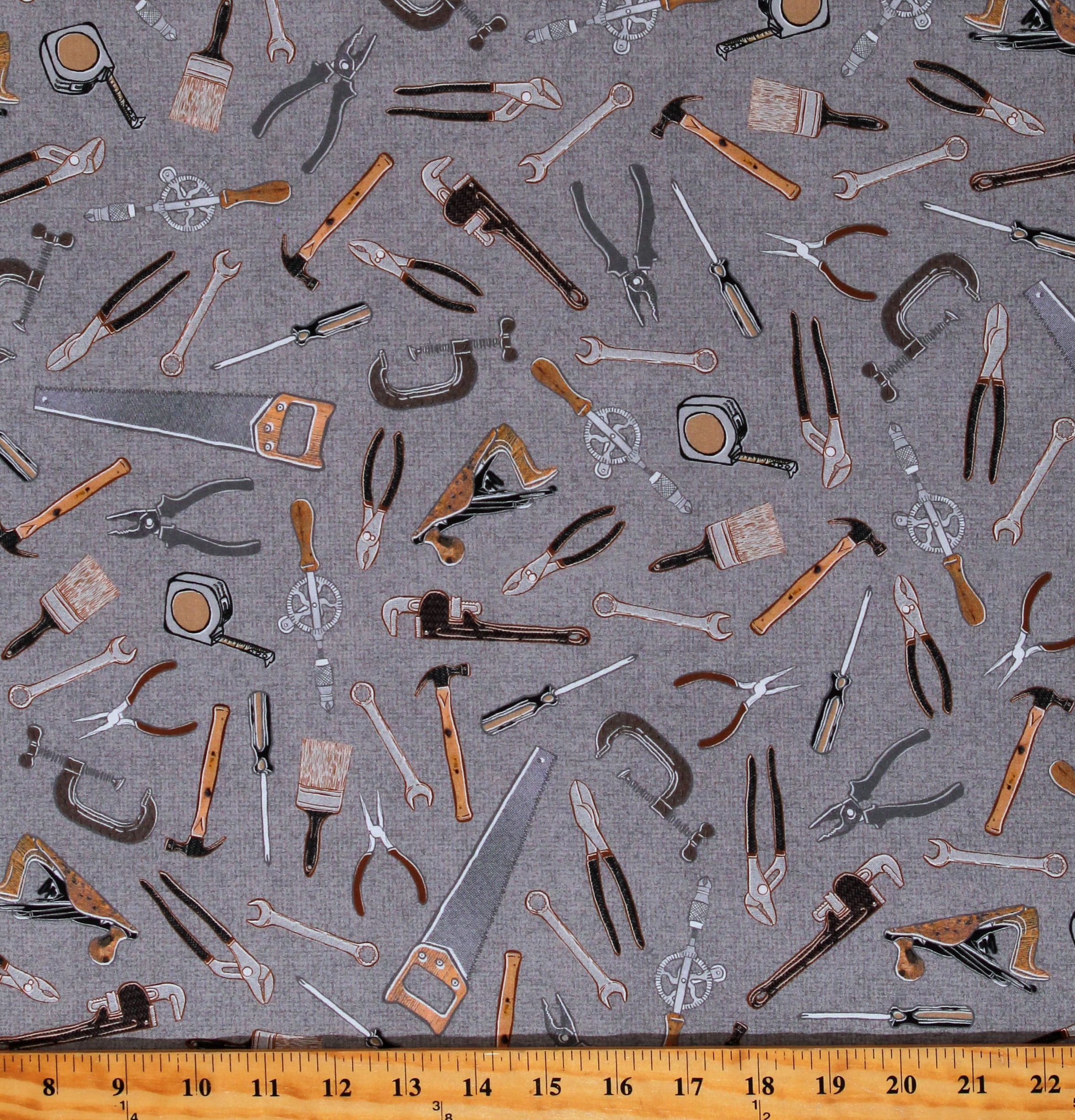 Cotton Man Cave Tools Equipment Handy Man Building Builder ...