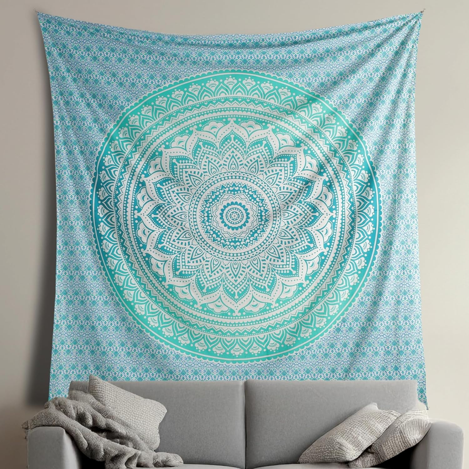 Cotton Mandala Wall Tapestry Hanging, Boho Hippie Bedroom Decor, Green ...