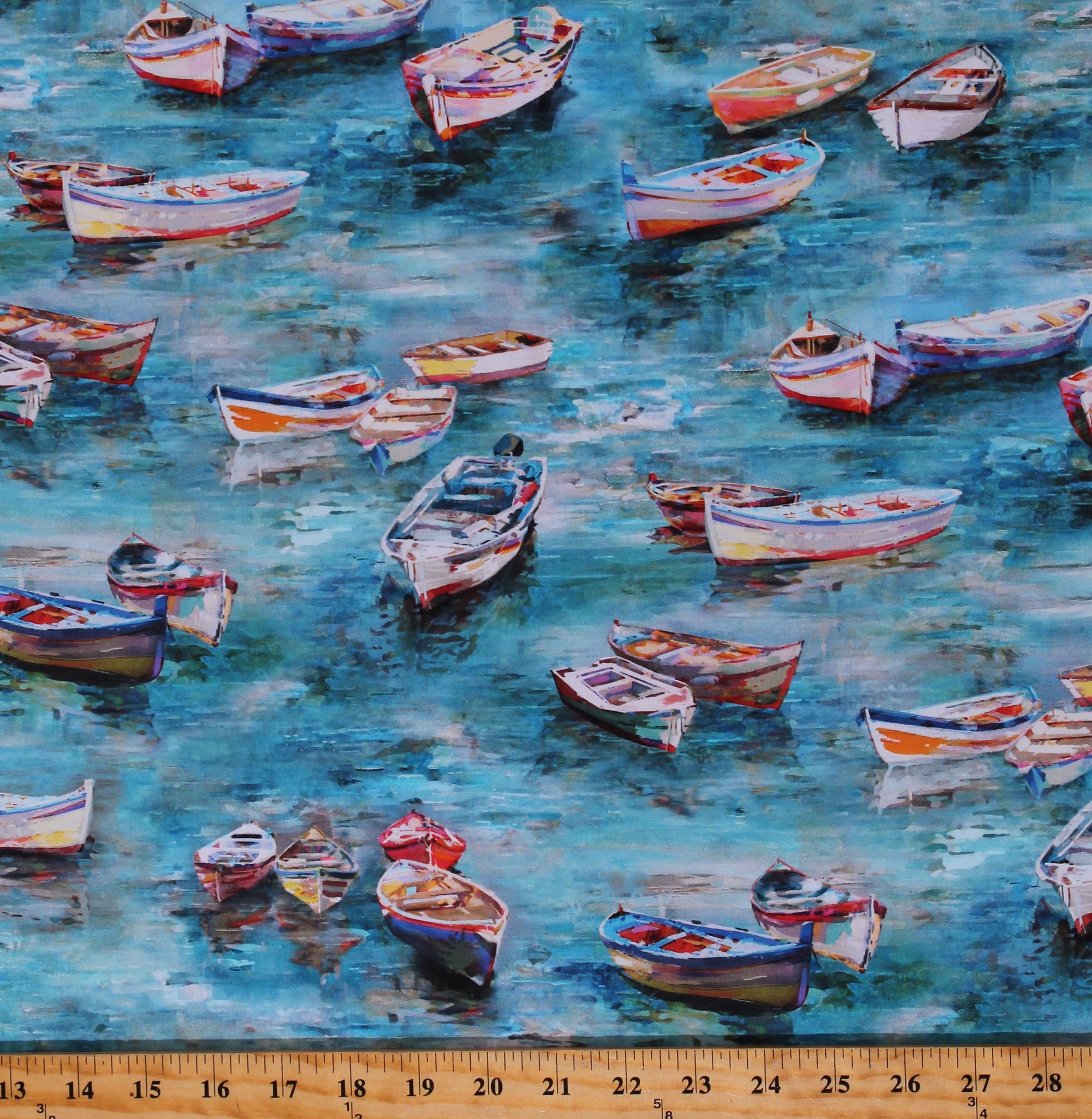 Cotton Mediterranean Escape Boats Row Boats Canoes Water Ocean Sea Blue ...