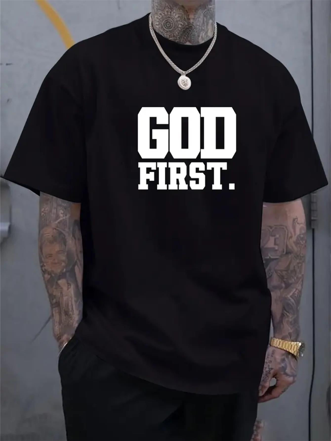 Cotton, Men's Creative Top, Casual Short Sleeve Crew Neck T-shirt, Men ...