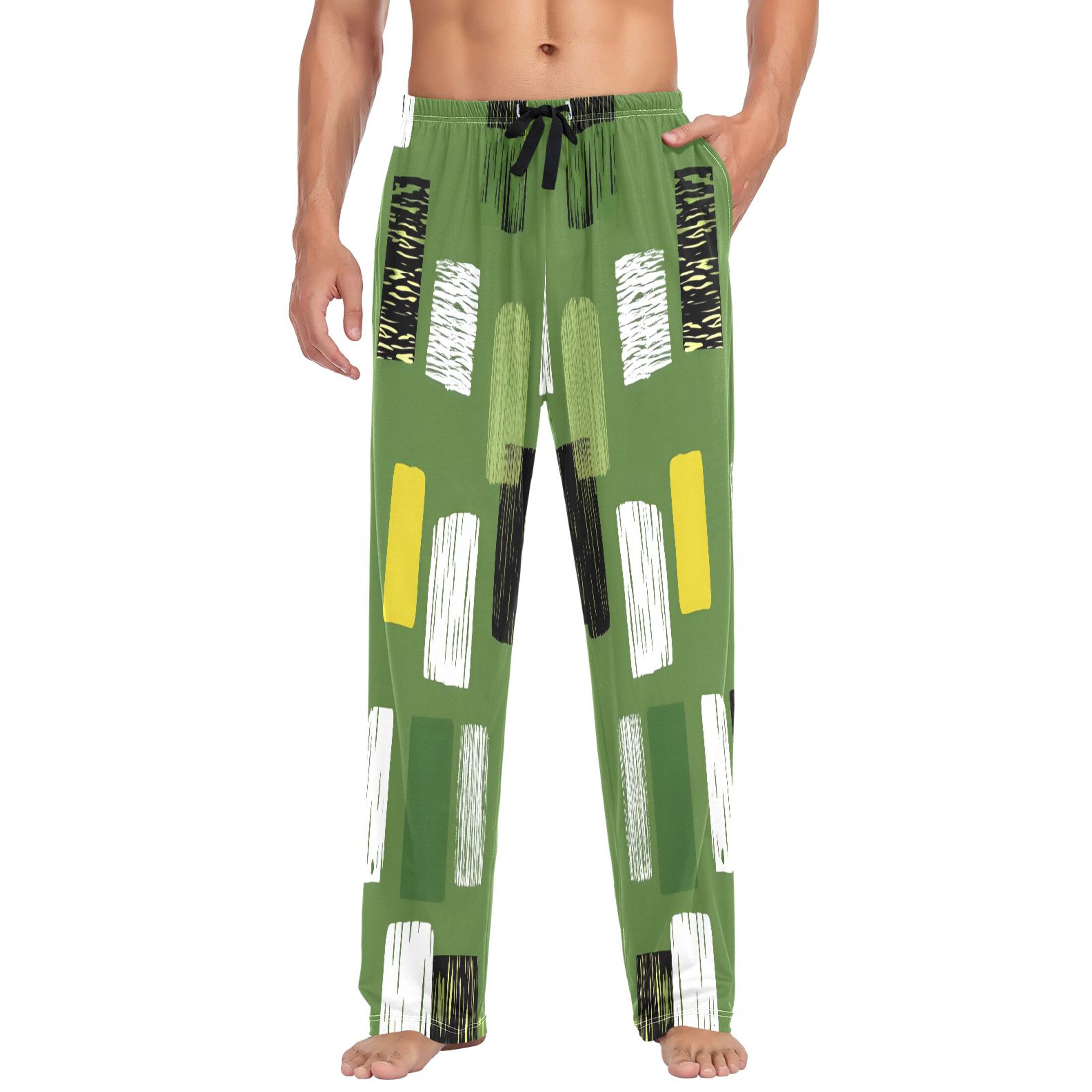 Cotton Mens PJ Pajama Pants Bottoms Waistband Sleepwear with Pockets ...