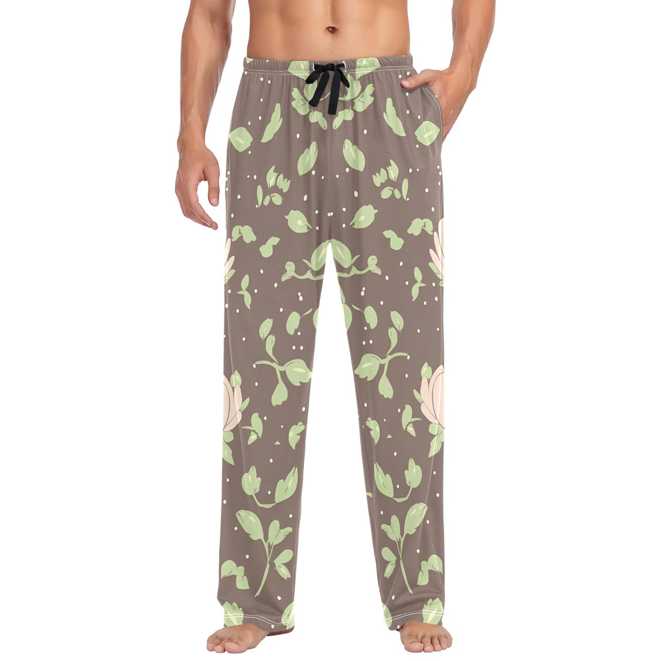 Cotton Mens PJ Pajama Pants Bottoms Waistband Sleepwear with Pockets ...