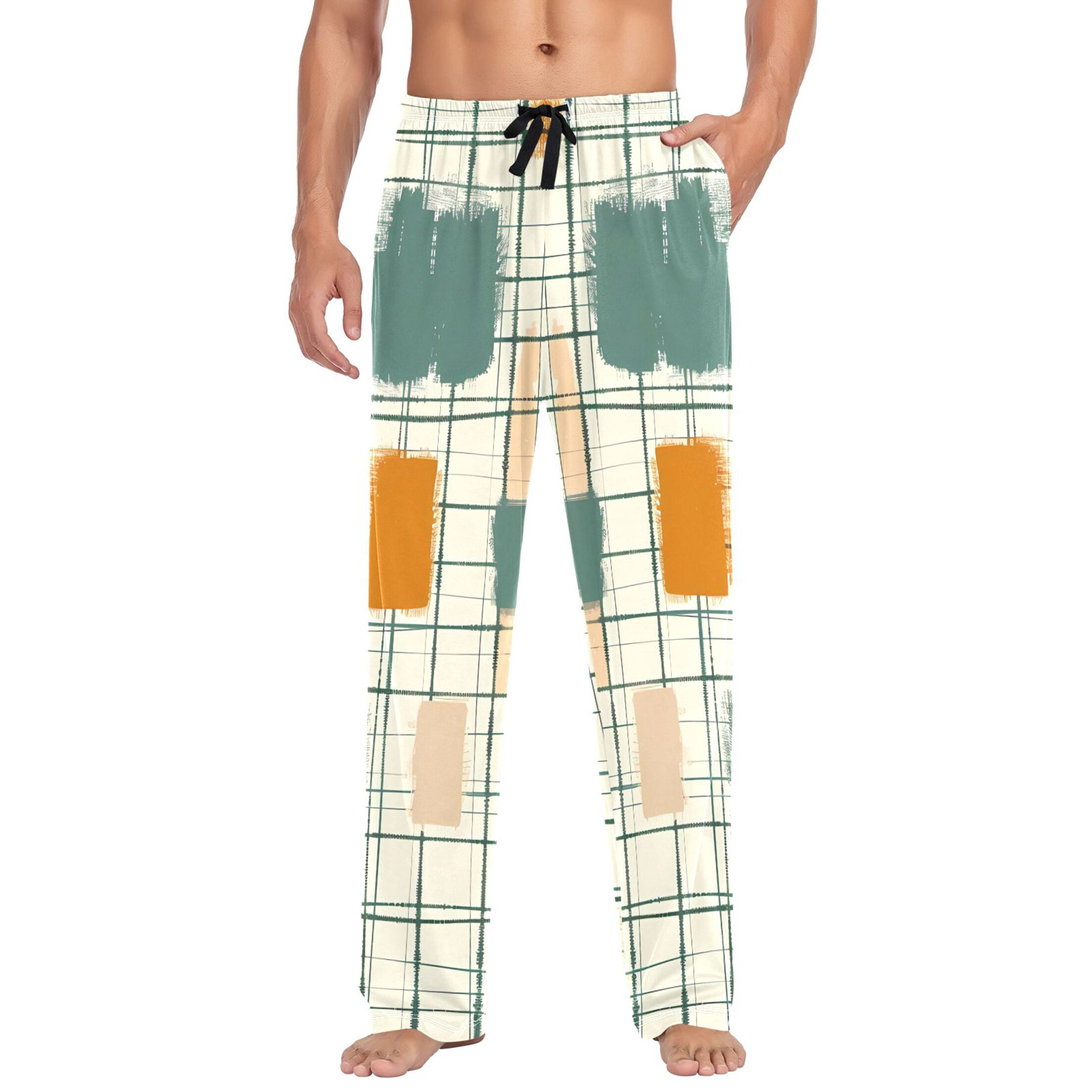 Cotton Mens PJ Pajama Pants Bottoms Waistband Sleepwear with Pockets ...