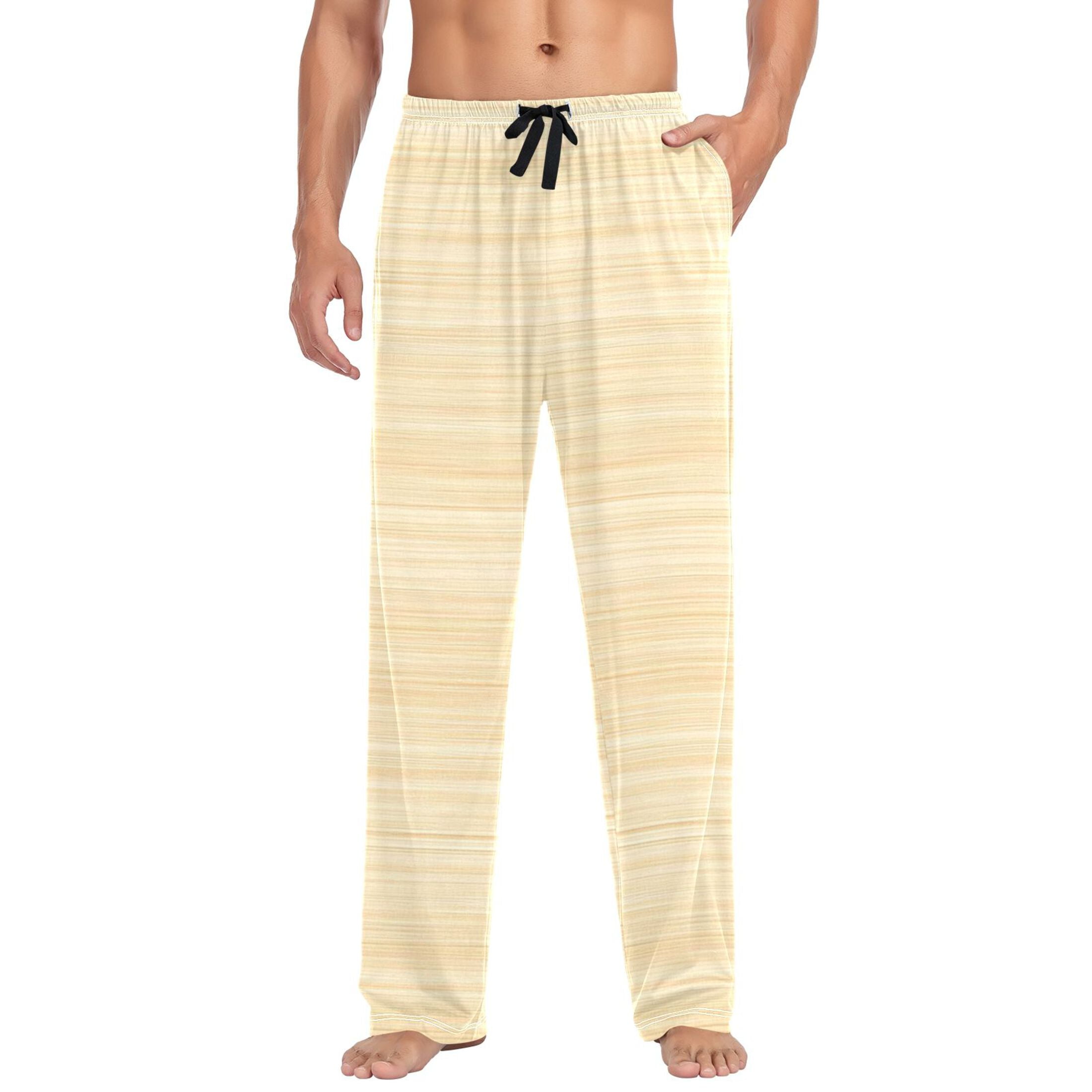 Cotton Mens PJ Pajama Pants Bottoms Waistband Sleepwear with Pockets ...