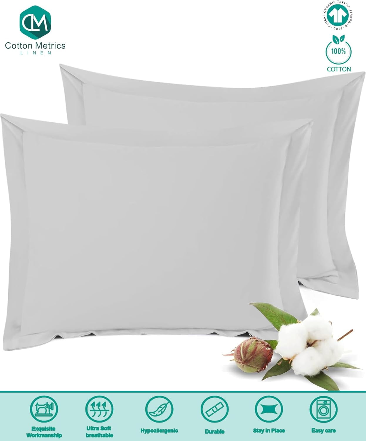 Cotton Metrics Heavy Quality European Square Pillow Shams Set of 2 ...