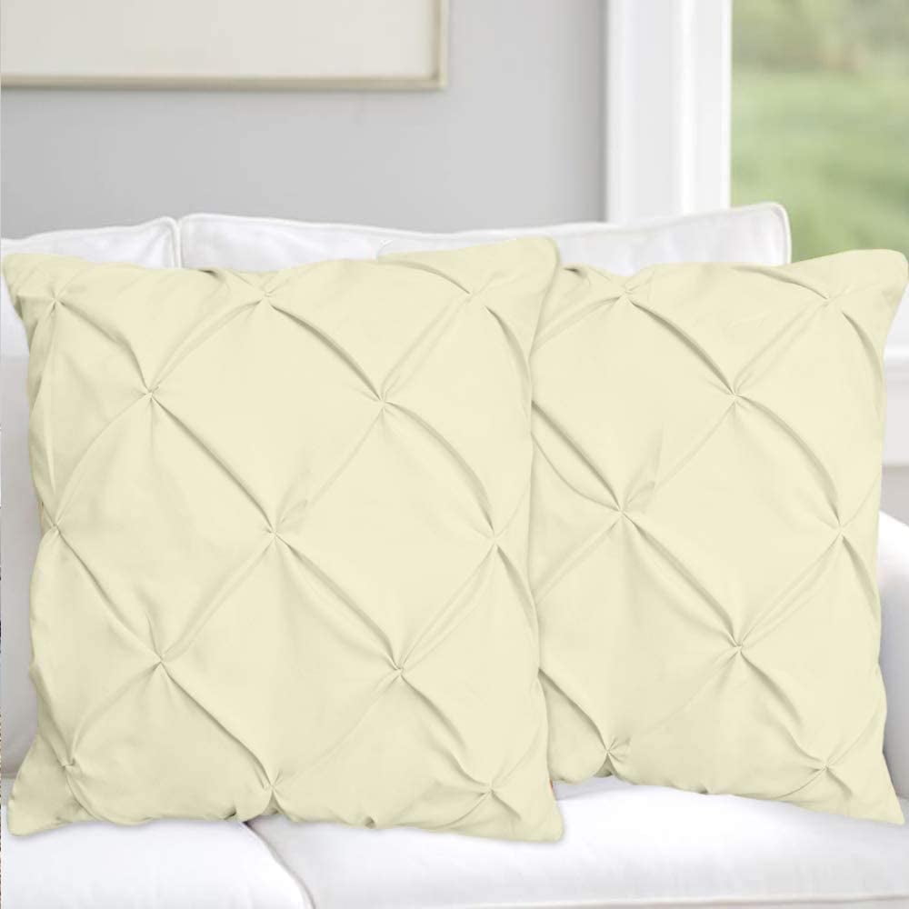 Cotton Metrics Heavy Quality Pinch Pleated European Square Pillow Shams Set of 2 Ivory 600TC 100 ...