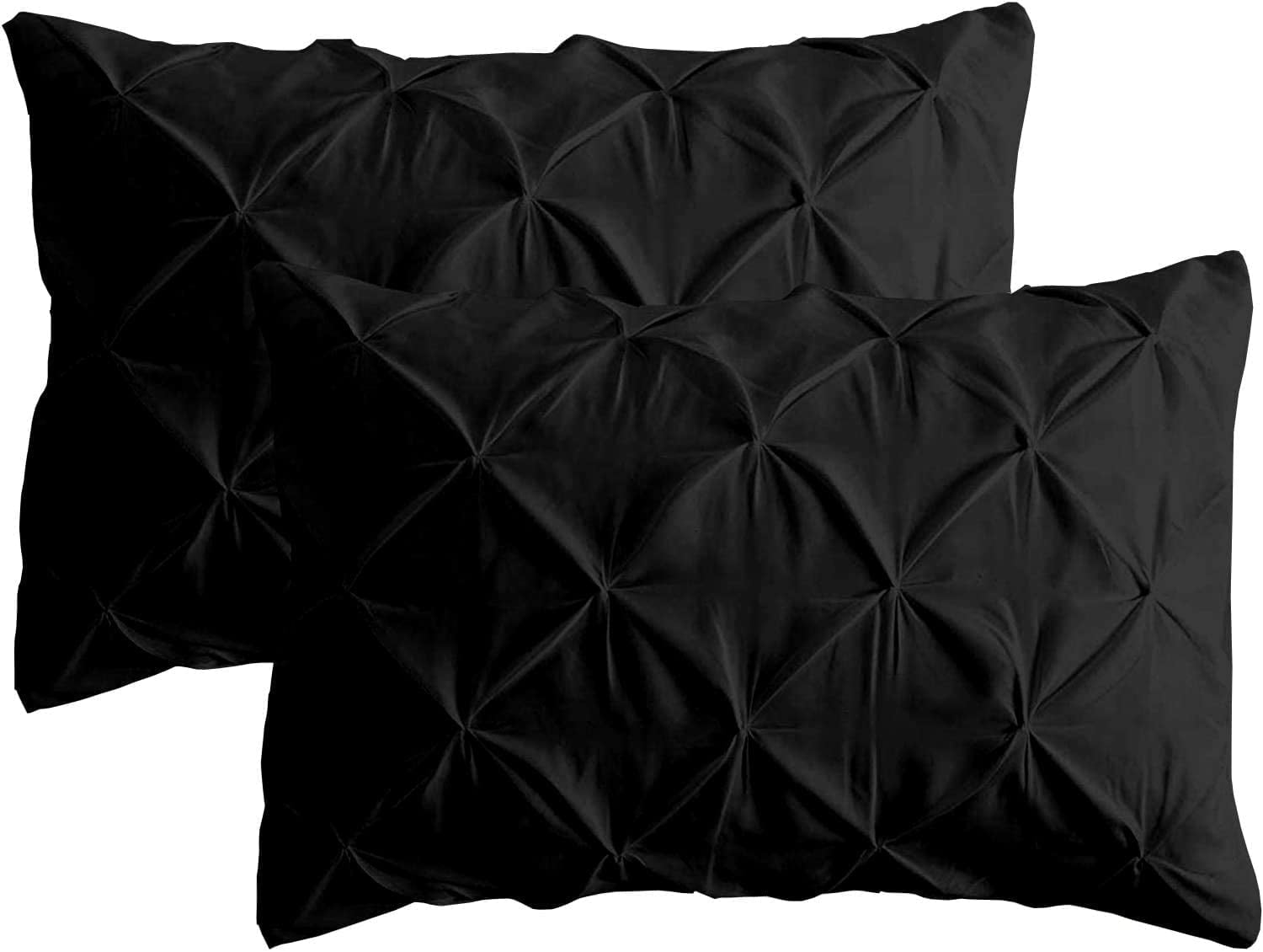Cotton Metrics Heavy Quality Queen Pillow Sham Set of 2 Black Pinch ...