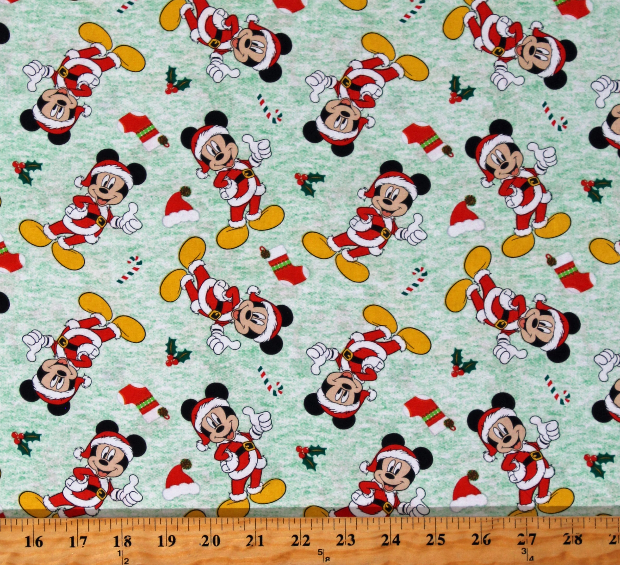 Cotton Mickey Mouse Christmas Santa Stockings Candy Canes Disney Kids ...